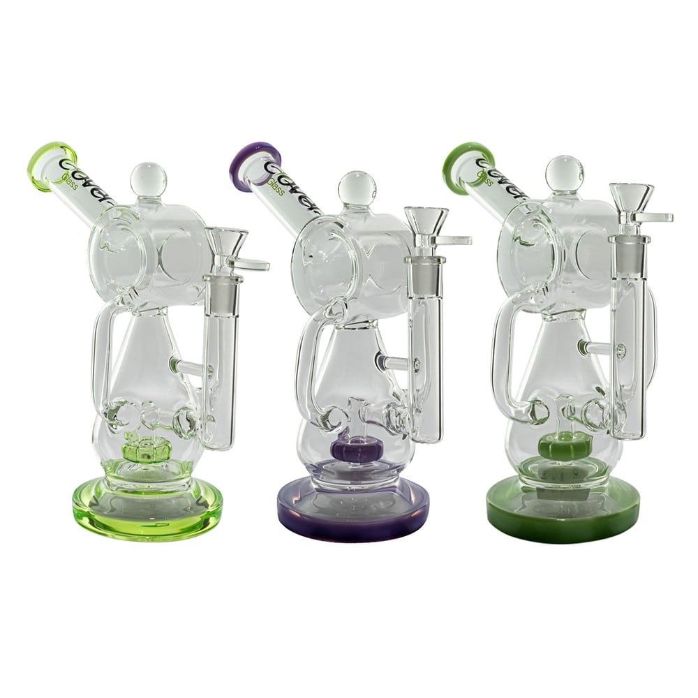 Clover 10" Dual Chamber Circle Recycler Dab Rig - Smoke Cargo